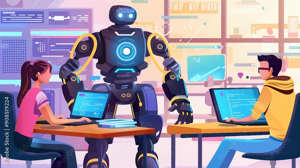 University Students Programming Humanoid Bipedal Robot in AI Class ...