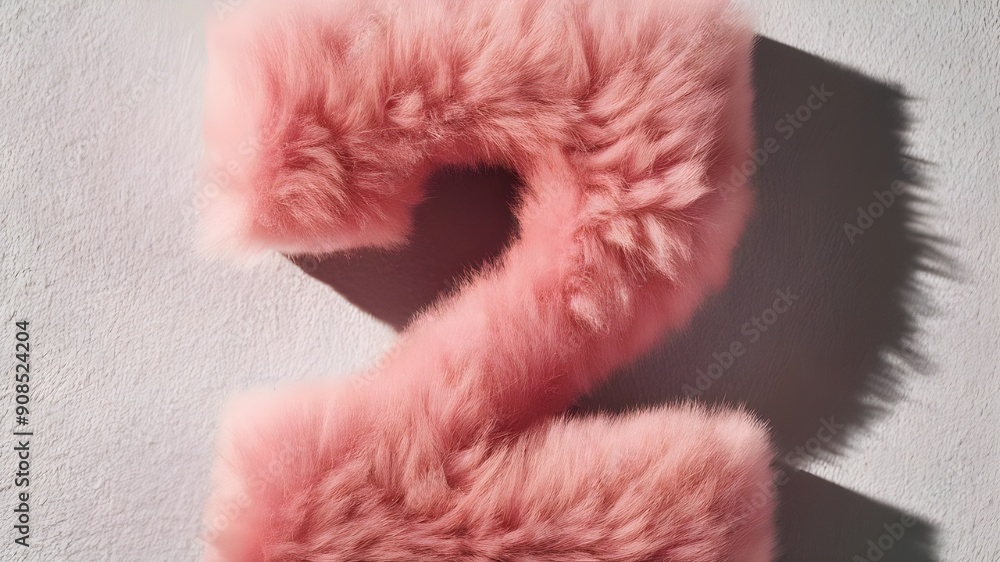 Lovely pink number two or two in the form of fur, short hair, white ...