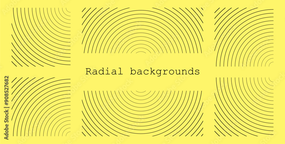 Sound wave irradiation or circular vibrations on the water surface. Set ...