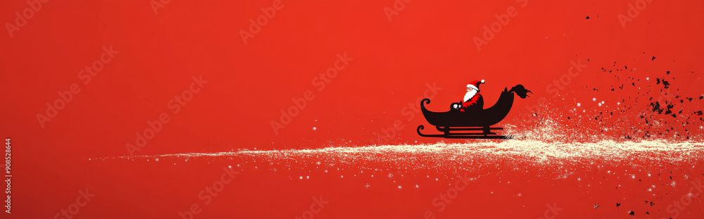 minimalist silhouette of Santa's sleigh, emphasising clean lines and ...
