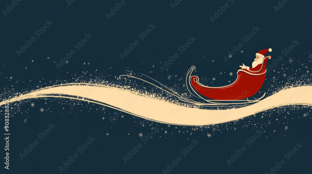 minimalist silhouette of Santa's sleigh, emphasising clean lines and ...