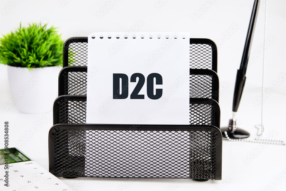 Concept of D2C Direct to customer, word D2C on a piece of paper on a ...