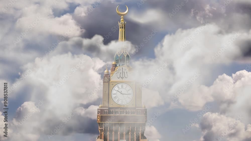 The Clock Towers, Abraj Al Bait, Mecca, Saudi Arabia, Clouds Time-lapse ...