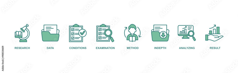 Case study web banner icon vector illustration concept consists of ...