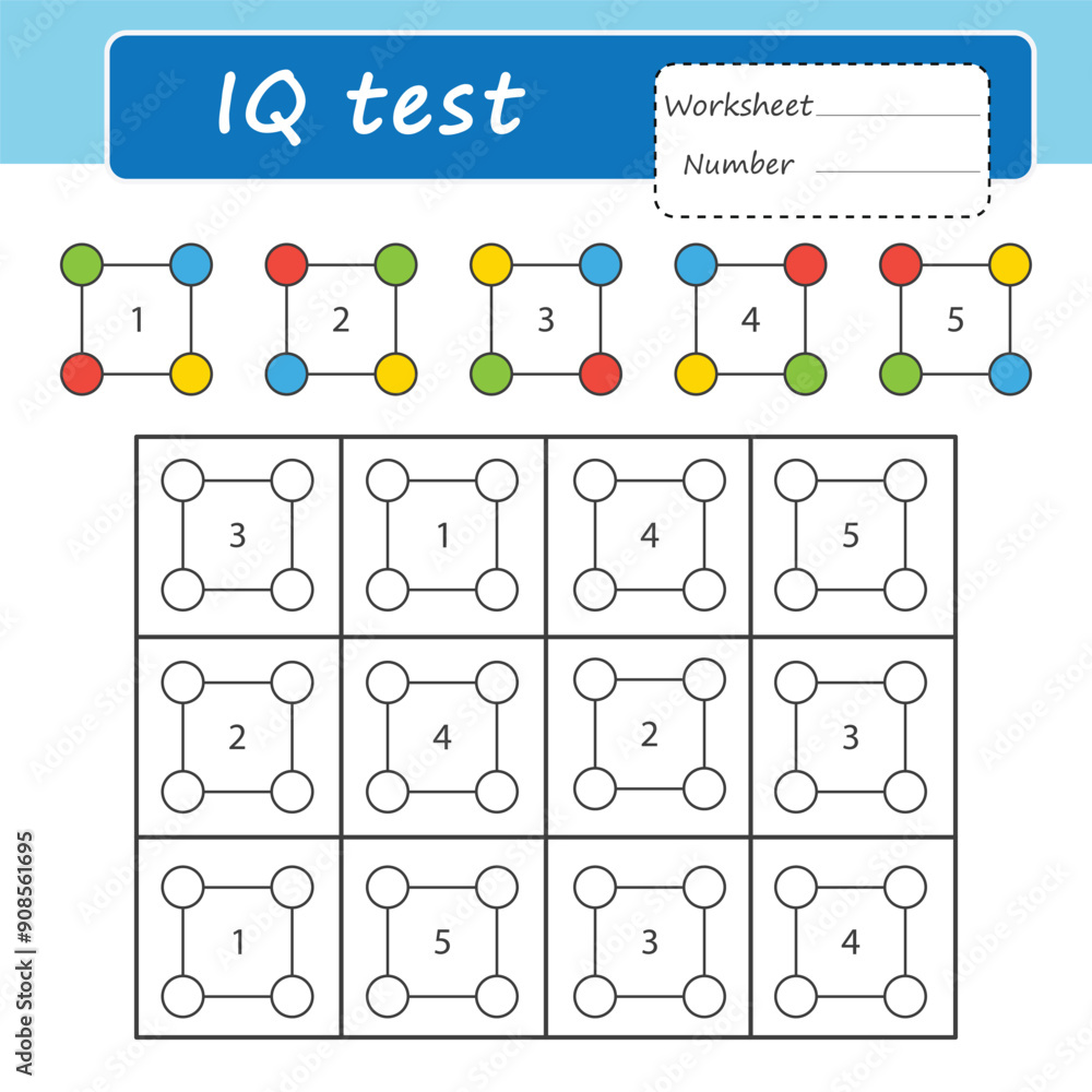 Educational logic game for children. iq game. Color according to the ...