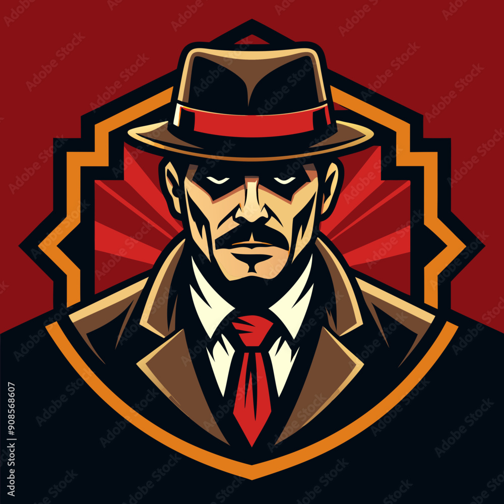 mafia logo sticker man vector art illustration Stock Vector | Adobe Stock