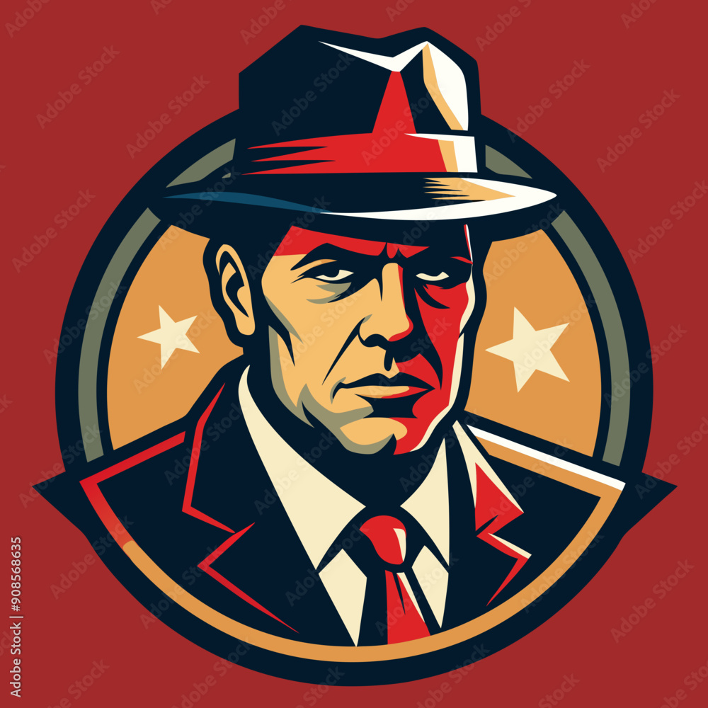 mafia logo sticker man vector art illustration Stock Vector | Adobe Stock