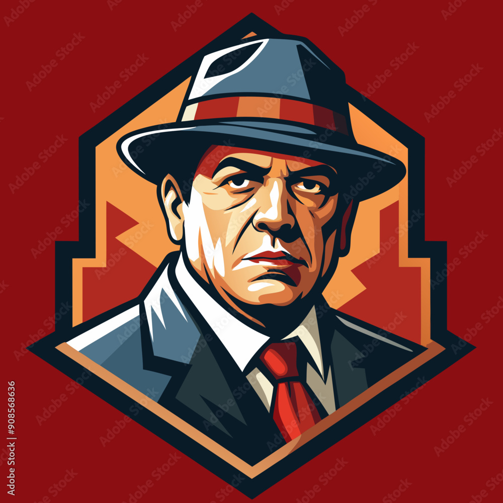 mafia logo sticker man vector art illustration Stock Vector | Adobe Stock