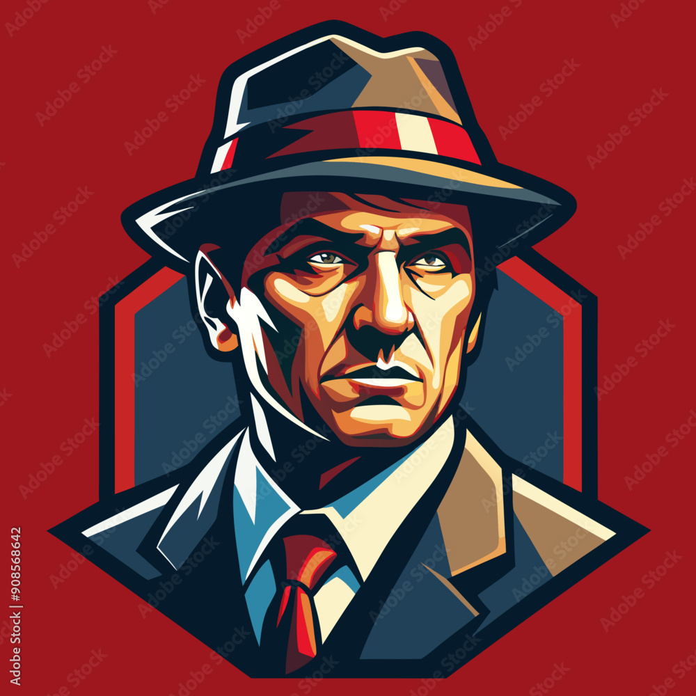 mafia logo sticker man vector art illustration Stock Vector | Adobe Stock