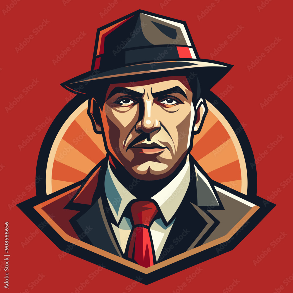 mafia logo sticker man vector art illustration Stock Vector | Adobe Stock