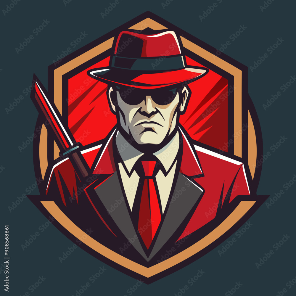 mafia logo sticker man vector art illustration Stock Vector | Adobe Stock