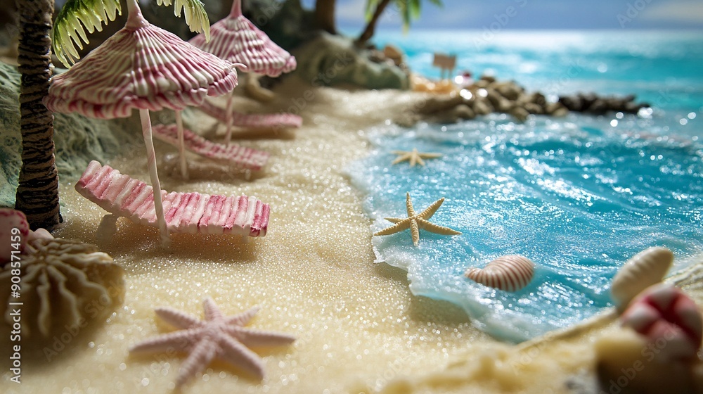 A delightful view of Candyland's seaside, where the beach is made of ...