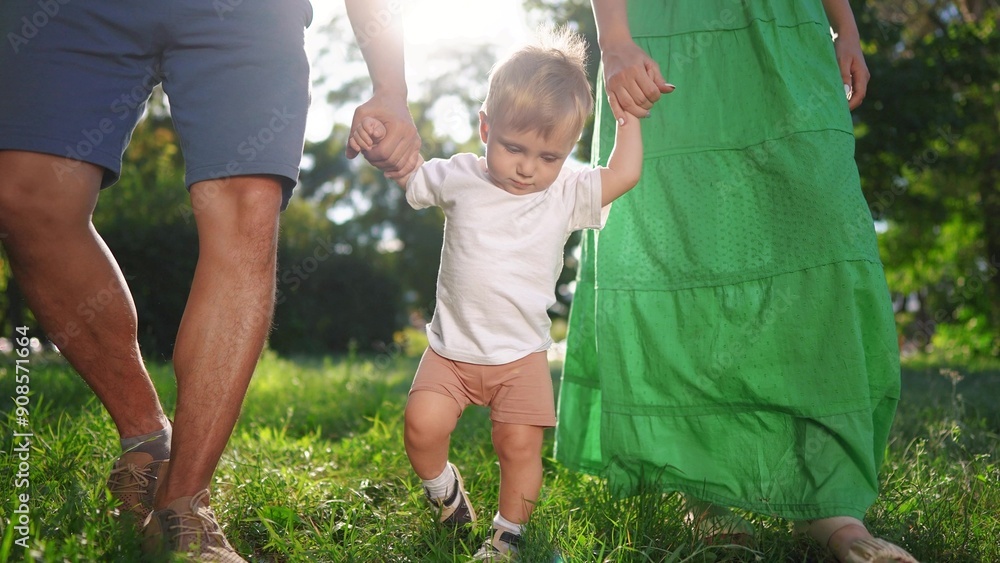 Happy family. first steps for family with a child. child happy mother ...
