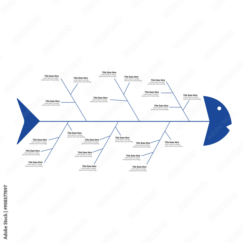 fishbone diagram fish shaped infographic with small circle dot ...