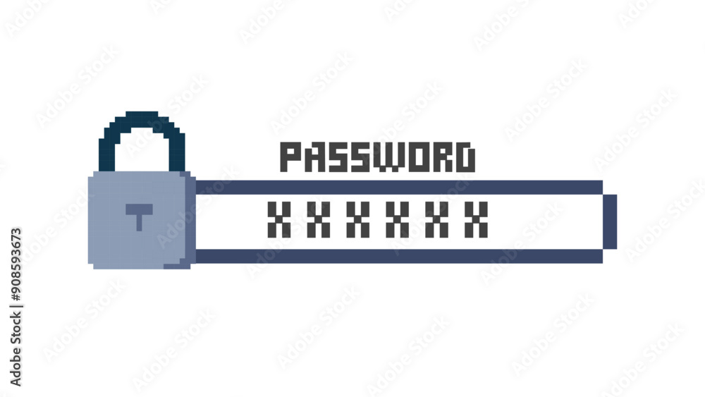 Lock and password icon. Pixel art flat style.8-bit. Game assets. Retro ...