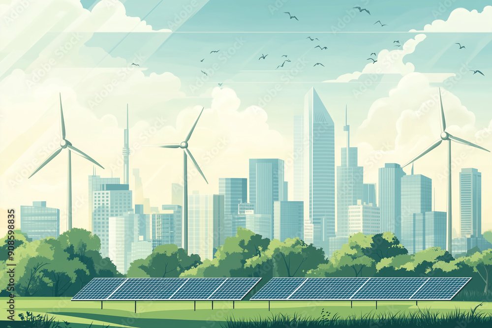 Design a banner that incorporates a modern city background with ...