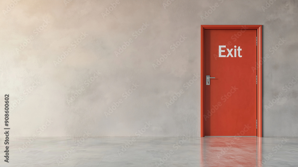 Emergency Fire Exit Door in Office Building with text "Exit" on it ...