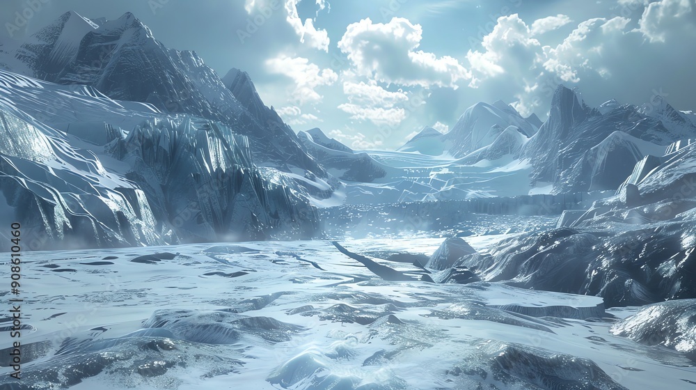Breathtaking glaciers with advanced monitoring tech, realistic ice ...