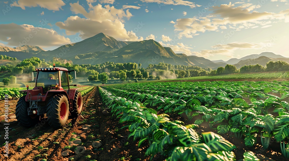 Advanced agritech farms, ultrarealistic crop details with focused depth ...