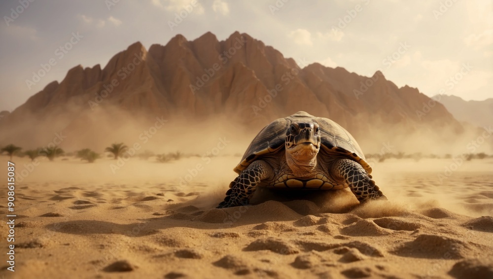 Turtle Bridge Enduring Desert Sandstorm A Striking D Rendered Scene of ...