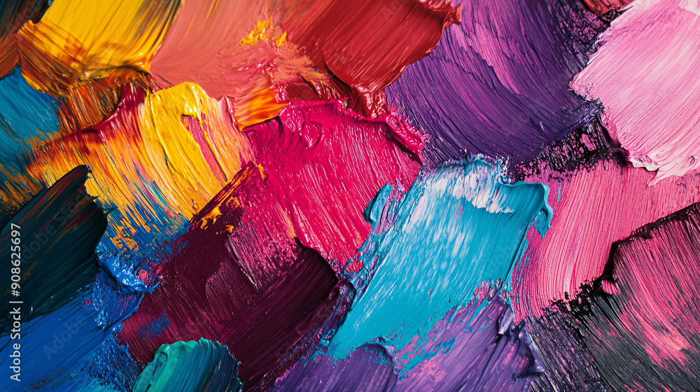 Photography of a poster color palette with a range of vivid hues and ...