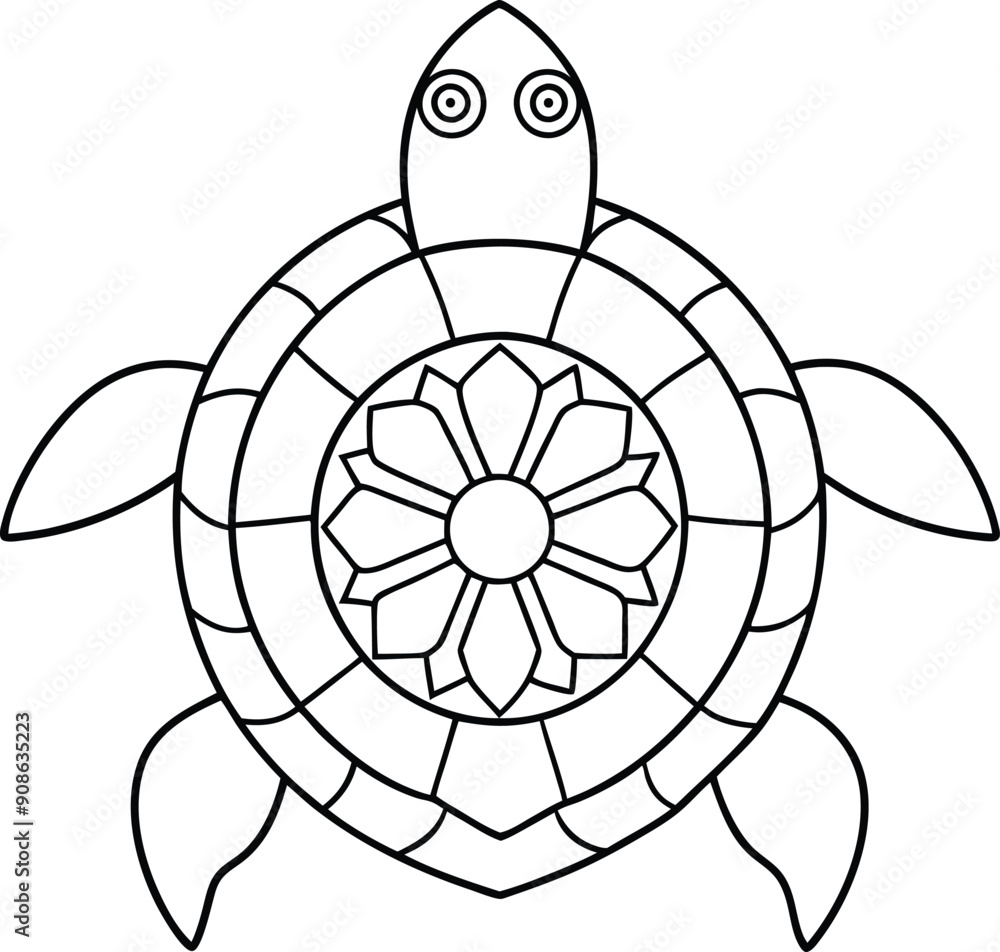 Turtle coloring page kids friendly simple line art cute turtle with ...
