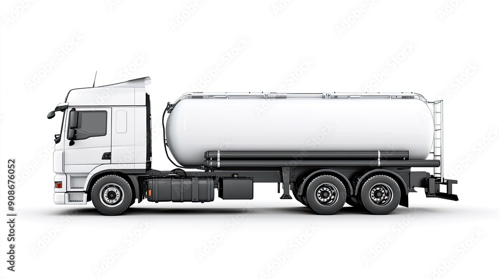 White Tanker Truck Isolated on White Background Side View Stock Photo ...