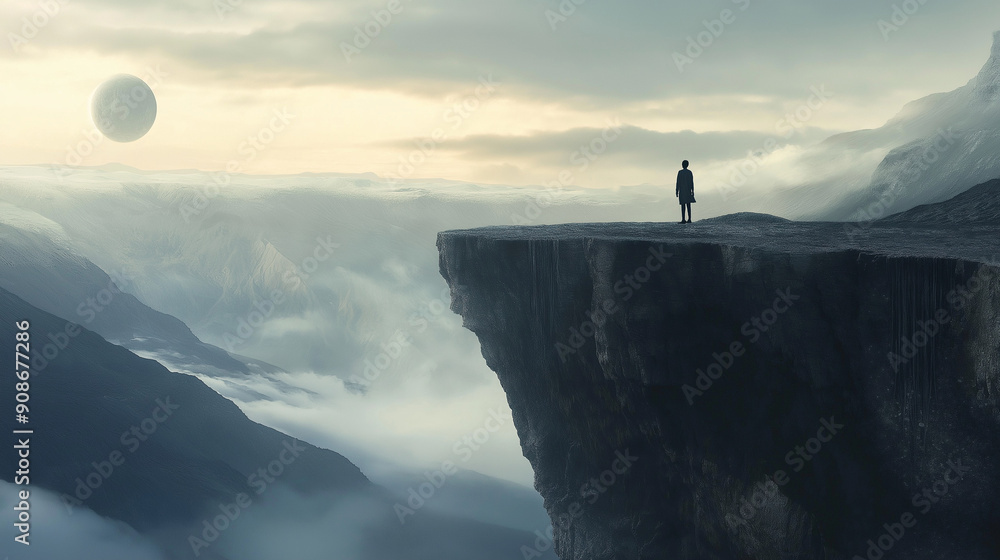 Abenteuerreise Einzelne Person in der Natur an einer Klippe Berg Gipfel ...