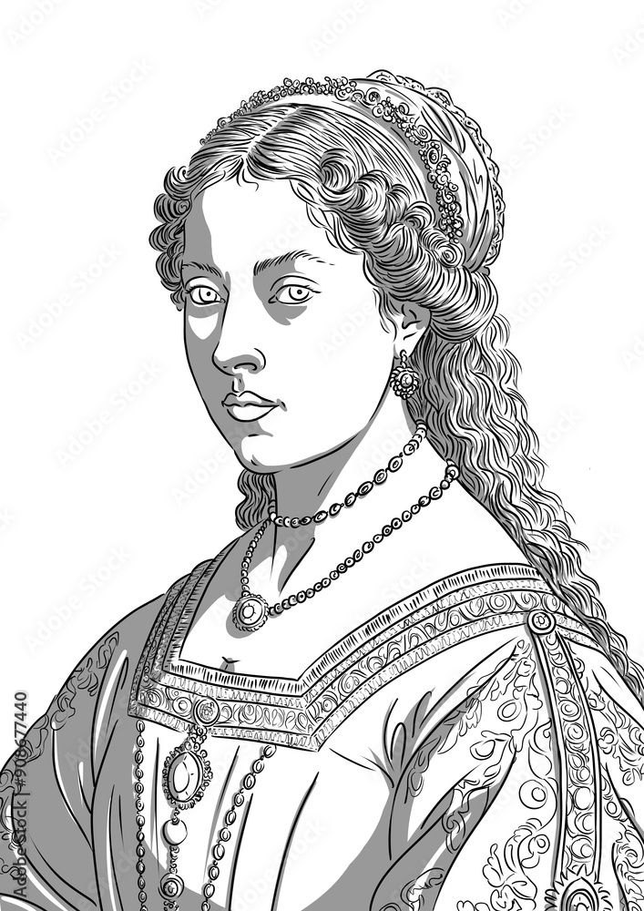 Lucrezia Borgia, portrait of the daughter of Pope Alexander VI (Rodrigo ...