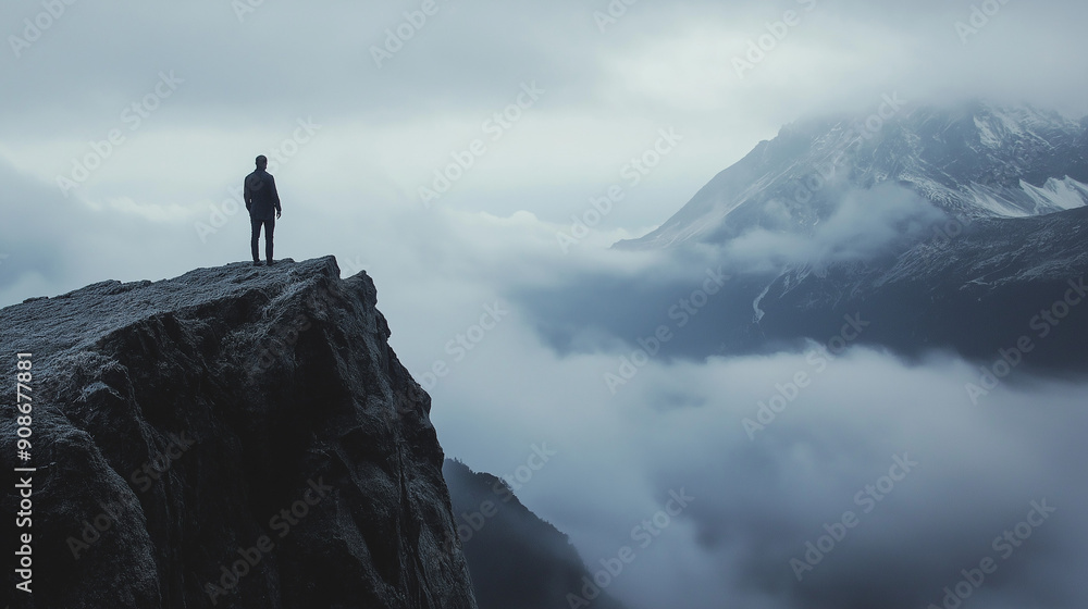 Abenteuerreise Einzelne Person in der Natur an einer Klippe Berg Gipfel ...