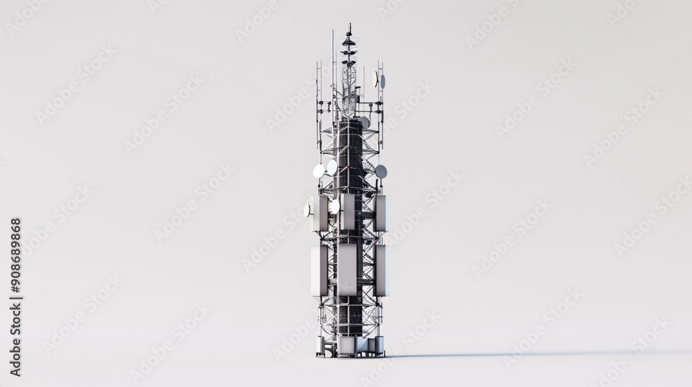 Ultra-high-definition image of a telecommunication tower, featuring 5G ...