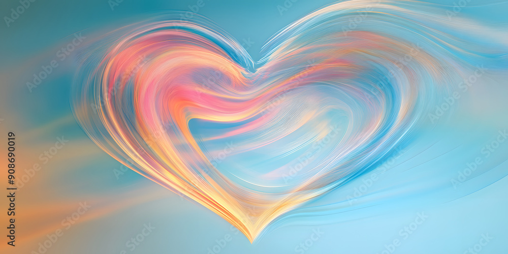 Illusory wispy heart drifting serenely, barely visible in a soft ...