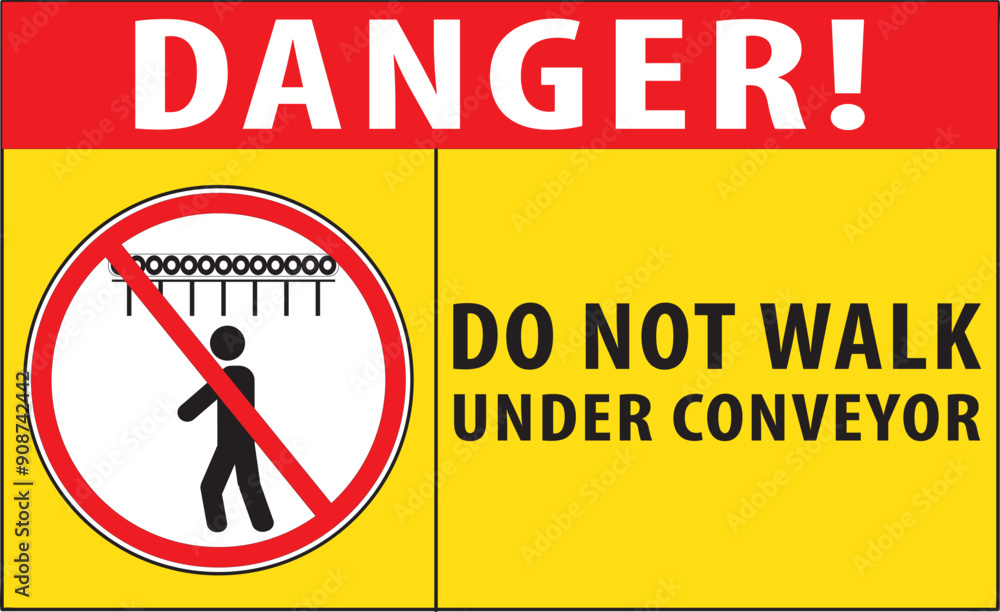 Do not walk under conveyor warning sign notice vector.eps Stock Vector ...