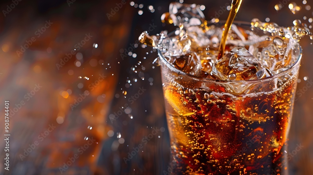 Pouring a Refreshing Carbonated Soft Drink Overflowing with Bubbles and Splashing Stock Photo ...