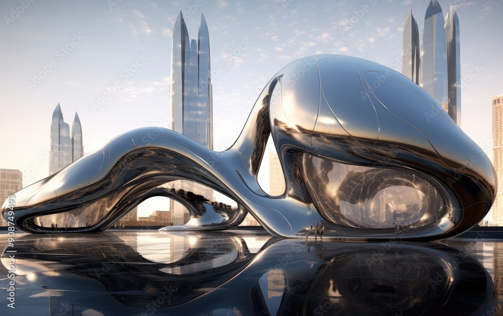 Fluid Glass Sculptures in Dubai Central District, characterized by bold ...