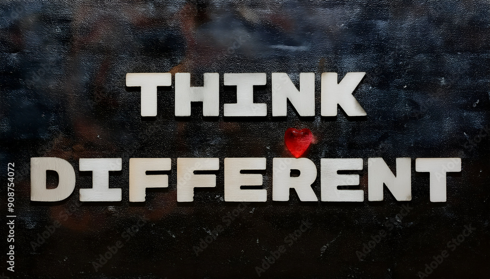 "THINK DIFFERENT" from the word text White text . black background ...