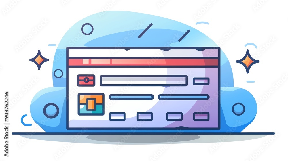 Simple cartoon illustration of a website browser window. Stock ...