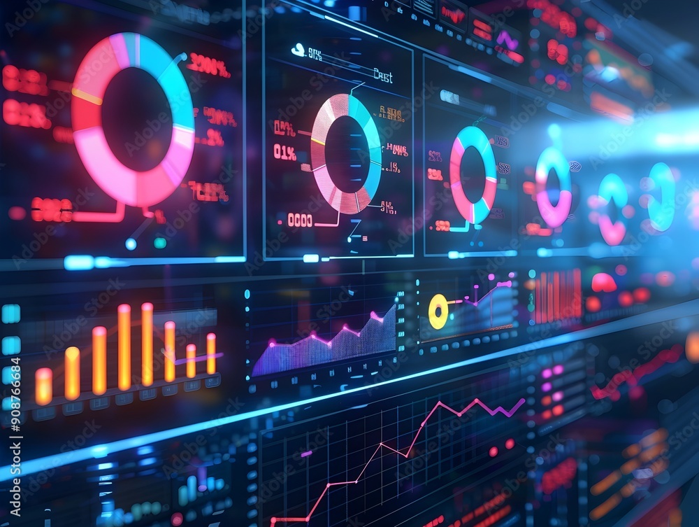 Sleek Digital Data Infographic Dashboard with Advanced Finance and ...