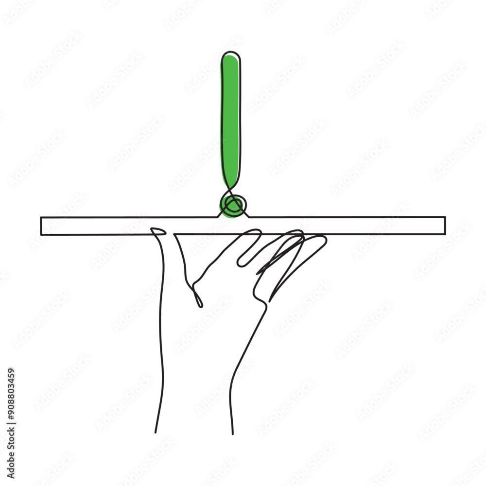 Hand holds exclamation mark one line art,hand drawn admiration sign ...