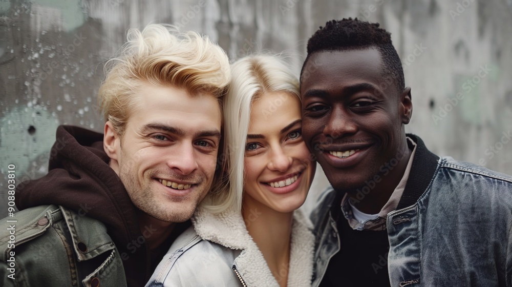 Polyamorous people, Smiling blond Scandinavian man sharing his wife ...