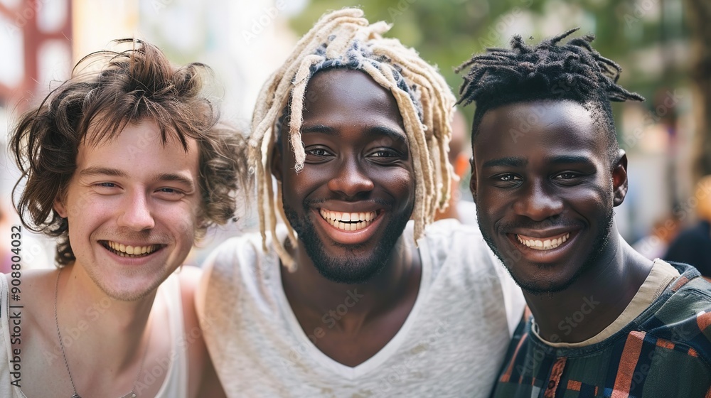 Polyamorous people, Smiling blond Scandinavian man sharing his wife ...