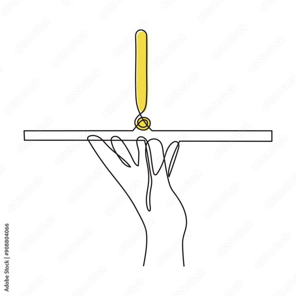 Hand holds exclamation mark one line art,hand drawn admiration sign ...