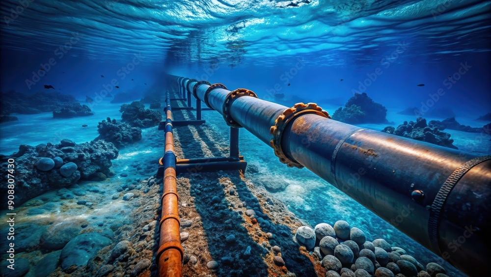 Submerged Metal Pipes in Clear Sea Waters: A Glimpse into Underwater ...