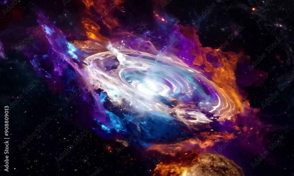 A fiery apocalypse in space destroys cosmic objects, with planets ...