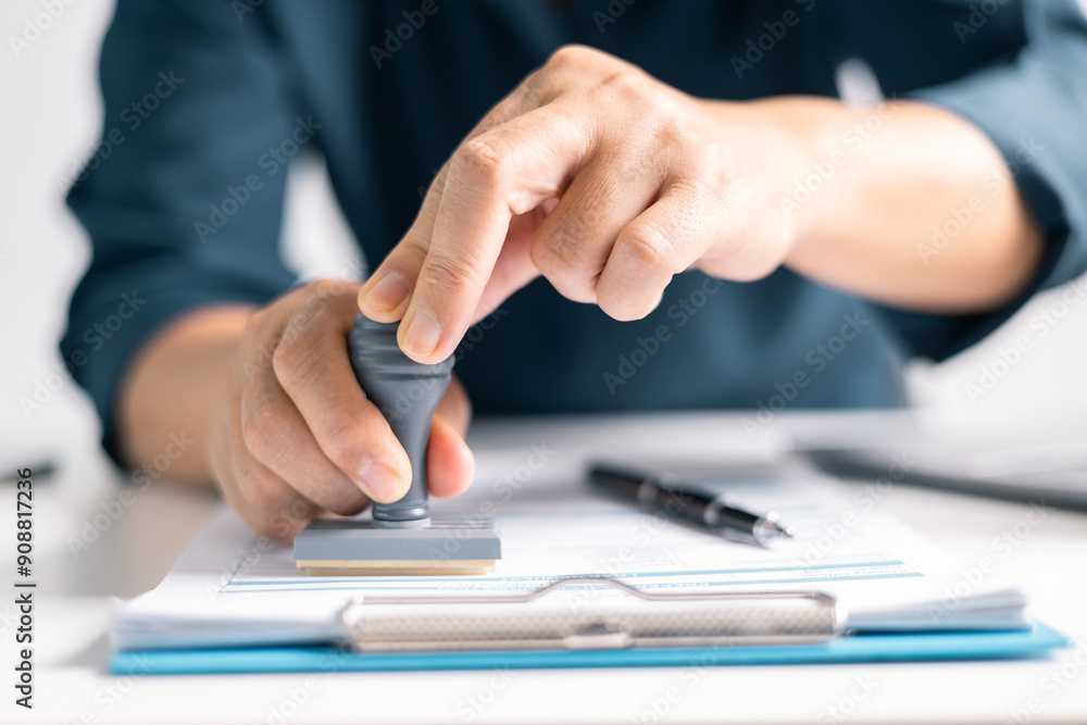 Legal document was stamped and approved by the authority in the office ...