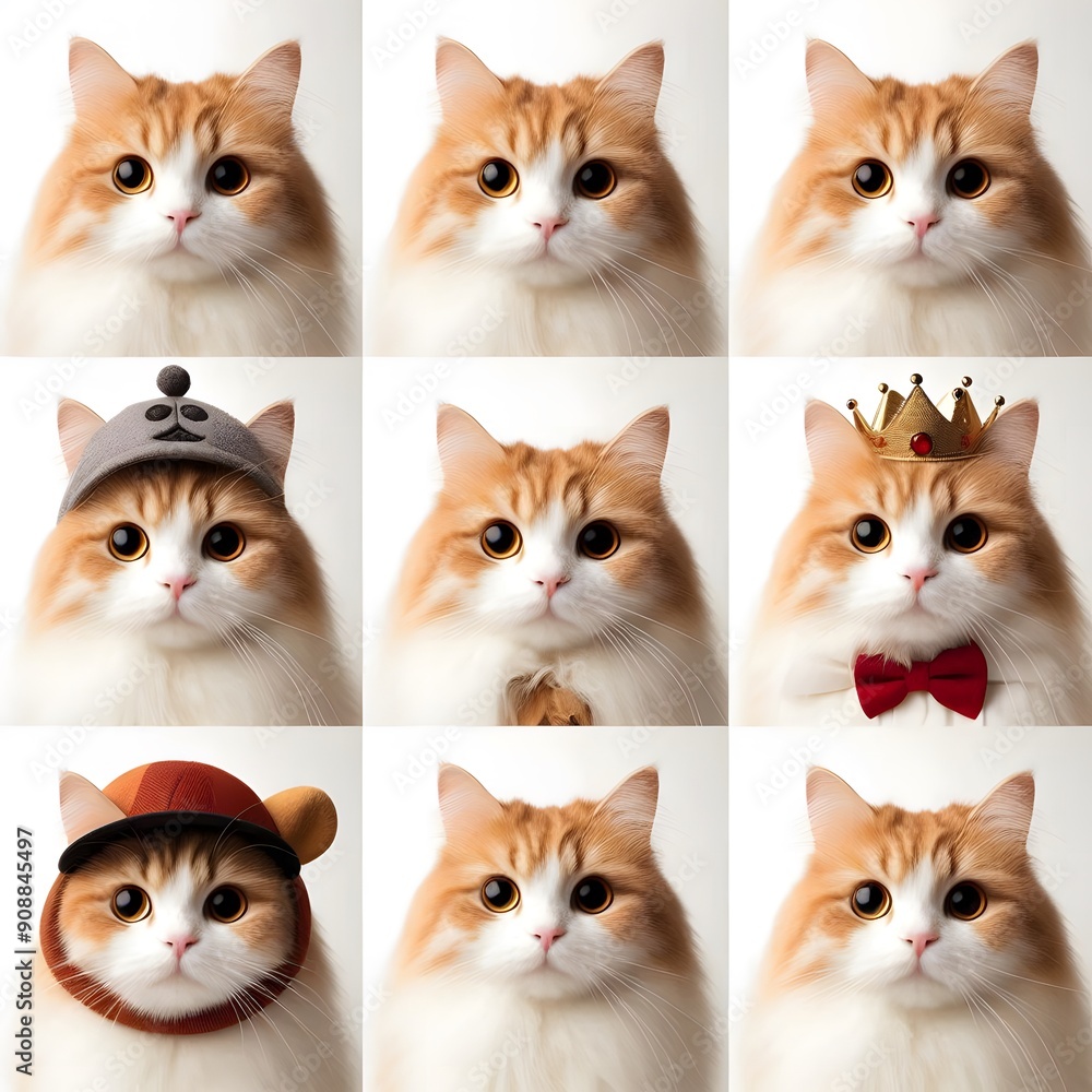 Cute Cat Wearing Different Hats and Accessories Stock Photo | Adobe Stock