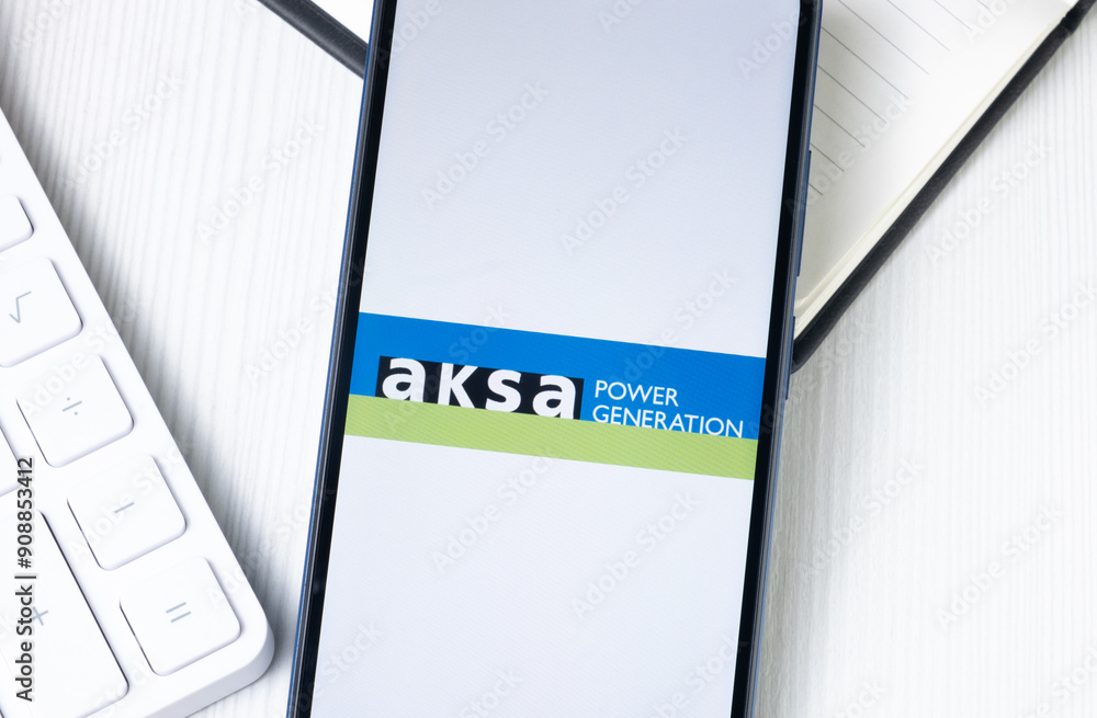 New York, USA - 1 August 2024: Aksa Energy Logo on Phone Screen ...