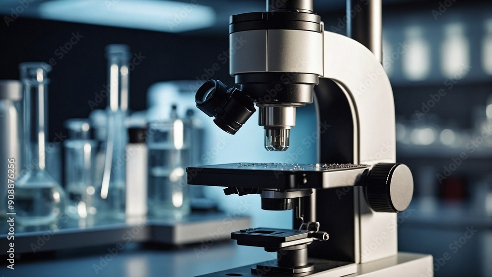 Laboratory Microscope on Clean Lab Bench. High-Quality Scientific ...