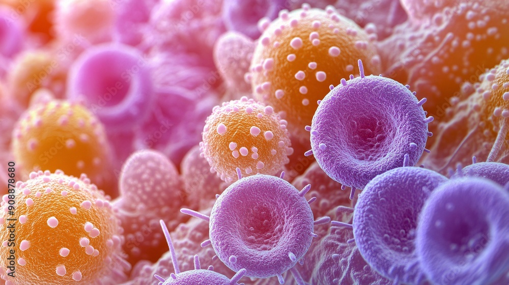 An intricate microscopic image of a bacteria colony reveals a dense ...