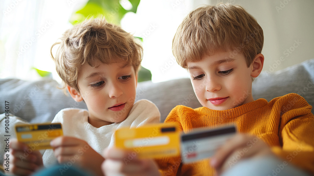 Photo & Art Print Kids understanding how to use debit cards., Papisut